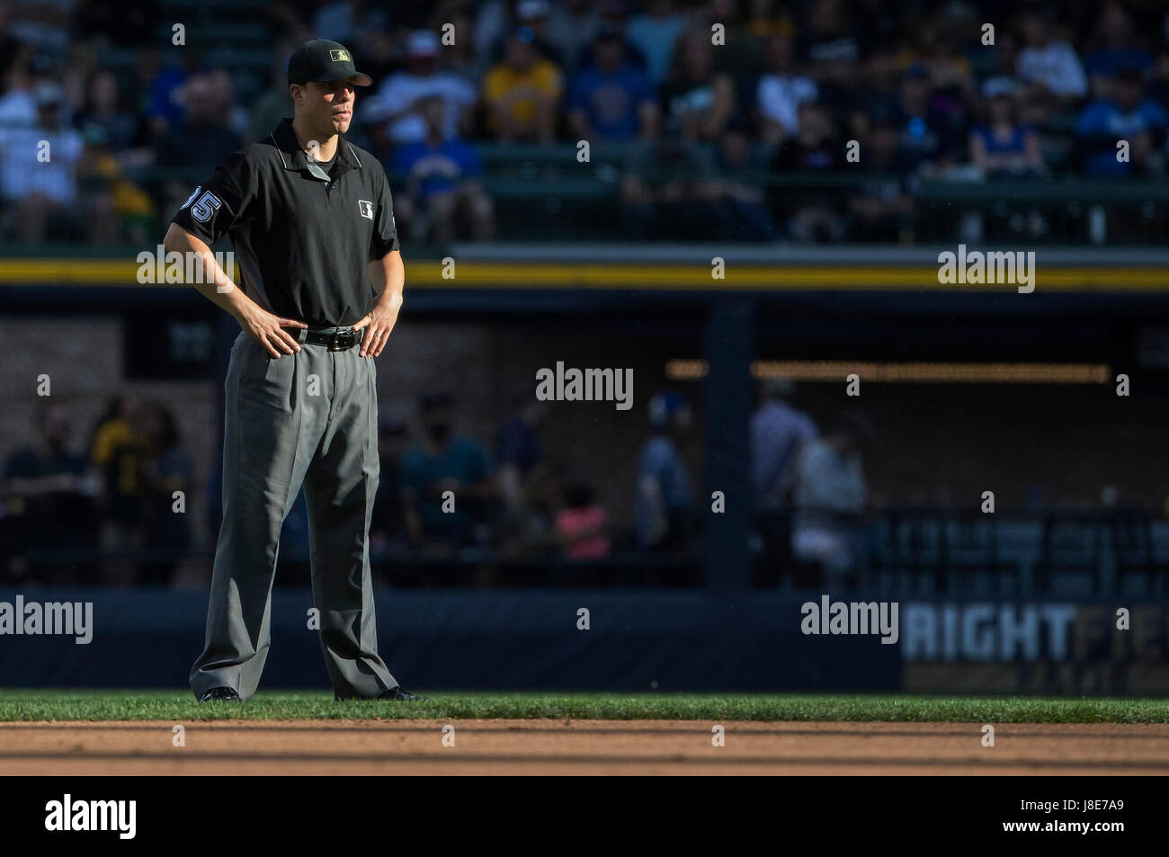 Milwaukee, WI, USA. 27th May, 2017. Major League umpire looks on during ...