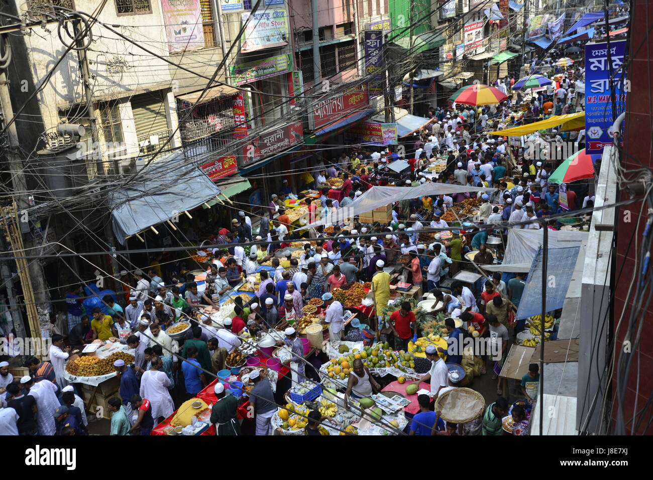 An over view of the traditional Ifter market at Chalk Bazar as the first day of the Holy month ...