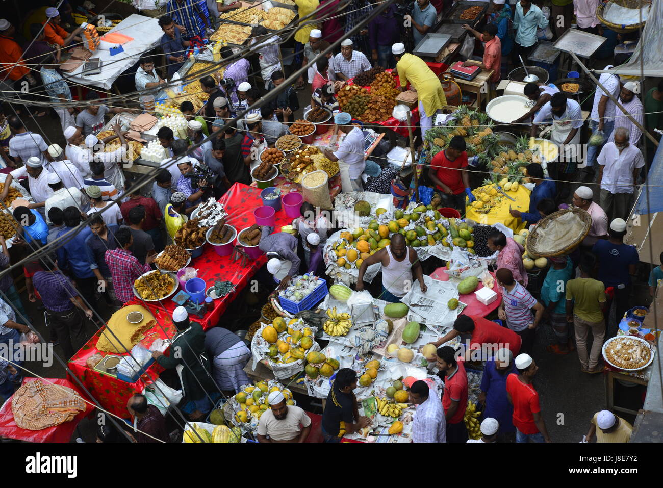 An over view of the traditional Ifter market at Chalk Bazar as the first day of the Holy month ...