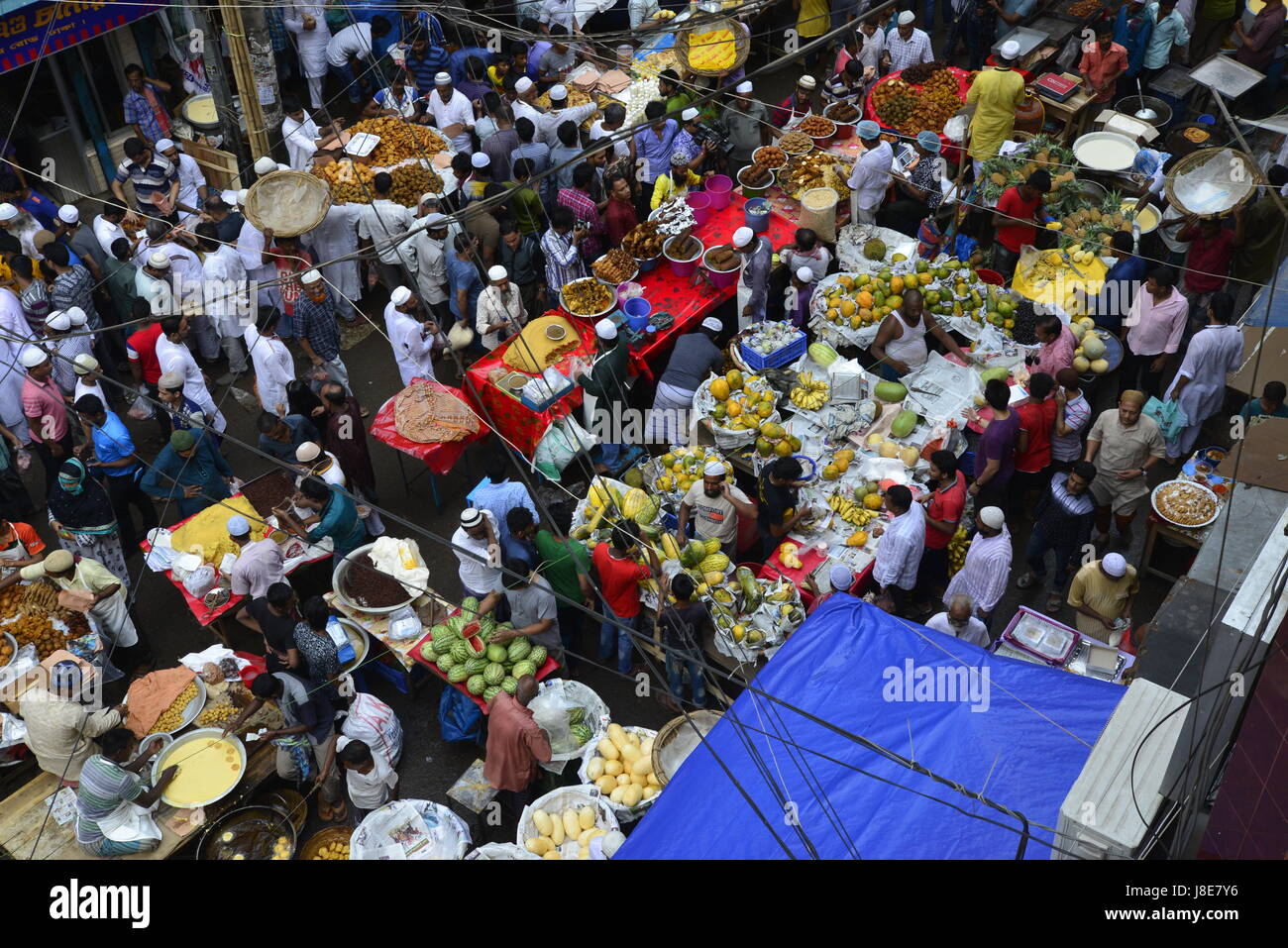 An over view of the traditional Ifter market at Chalk Bazar as the first day of the Holy month ...