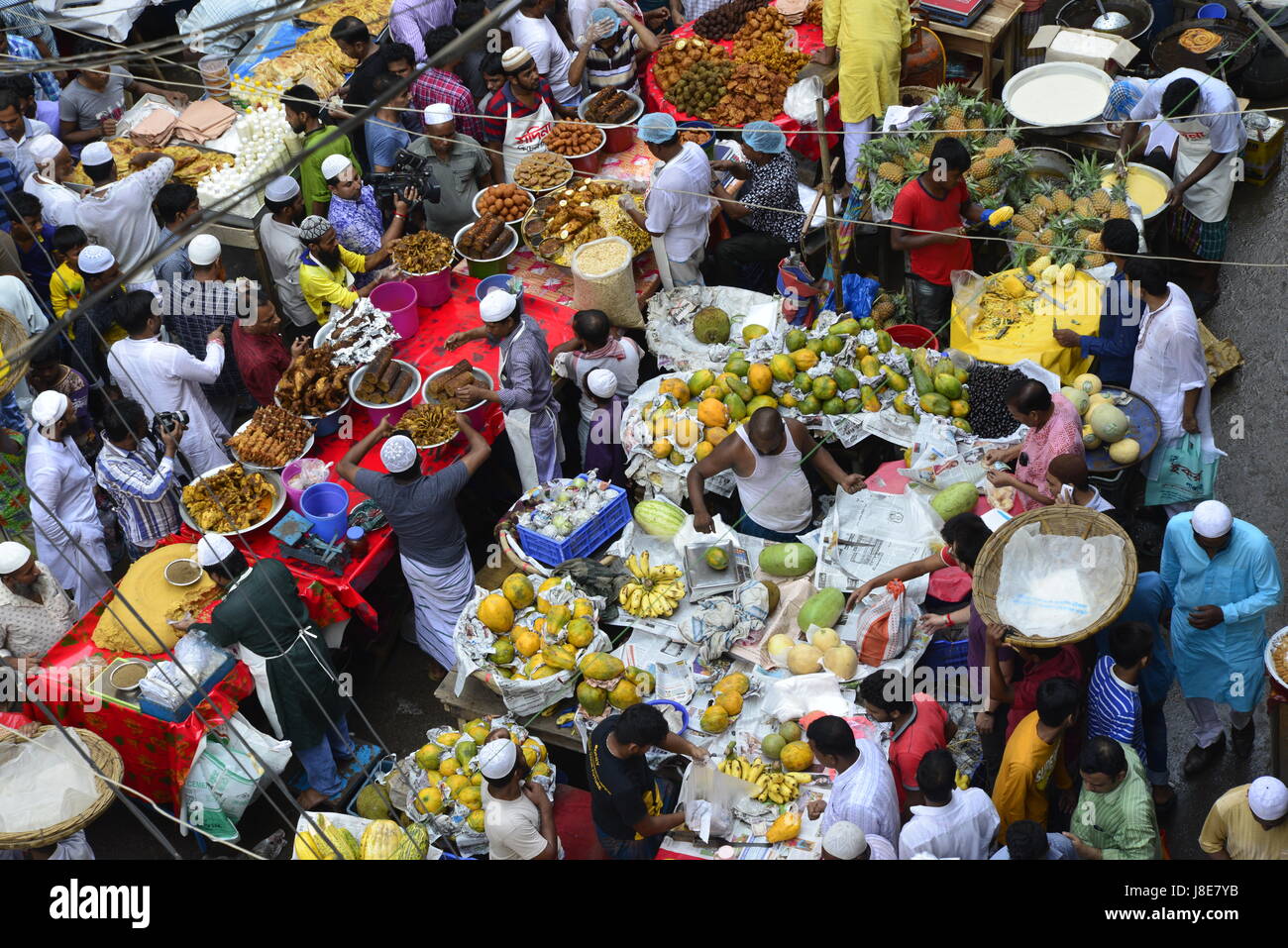 An over view of the traditional Ifter market at Chalk Bazar as the first day of the Holy month ...