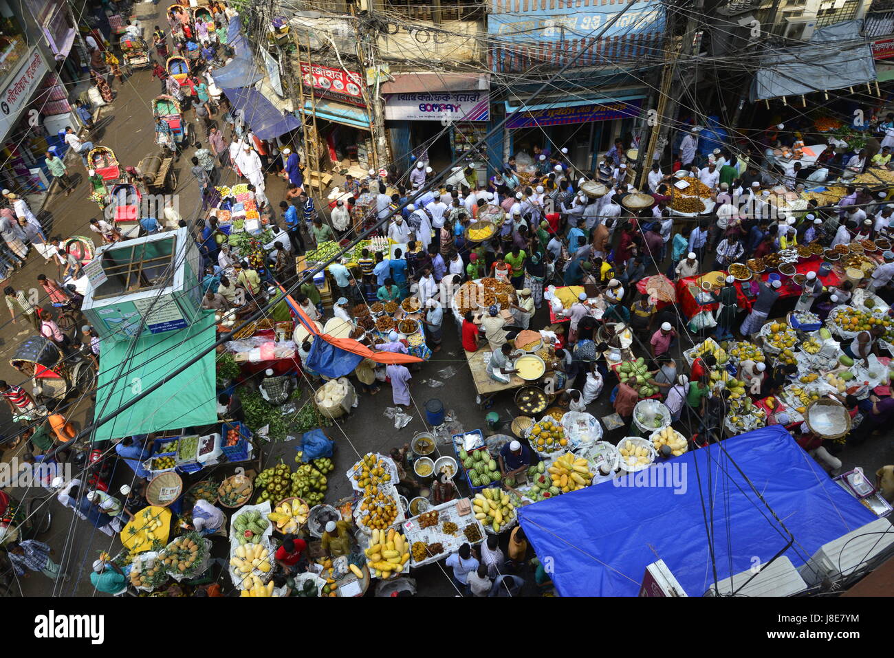 An over view of the traditional Ifter market at Chalk Bazar as the first day of the Holy month ...