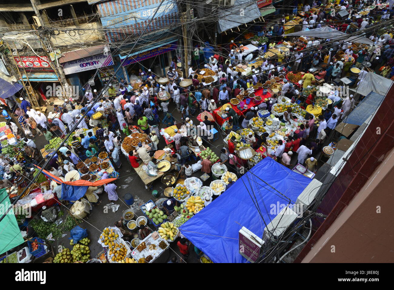 An over view of the traditional Ifter market at Chalk Bazar as the first day of the Holy month ...