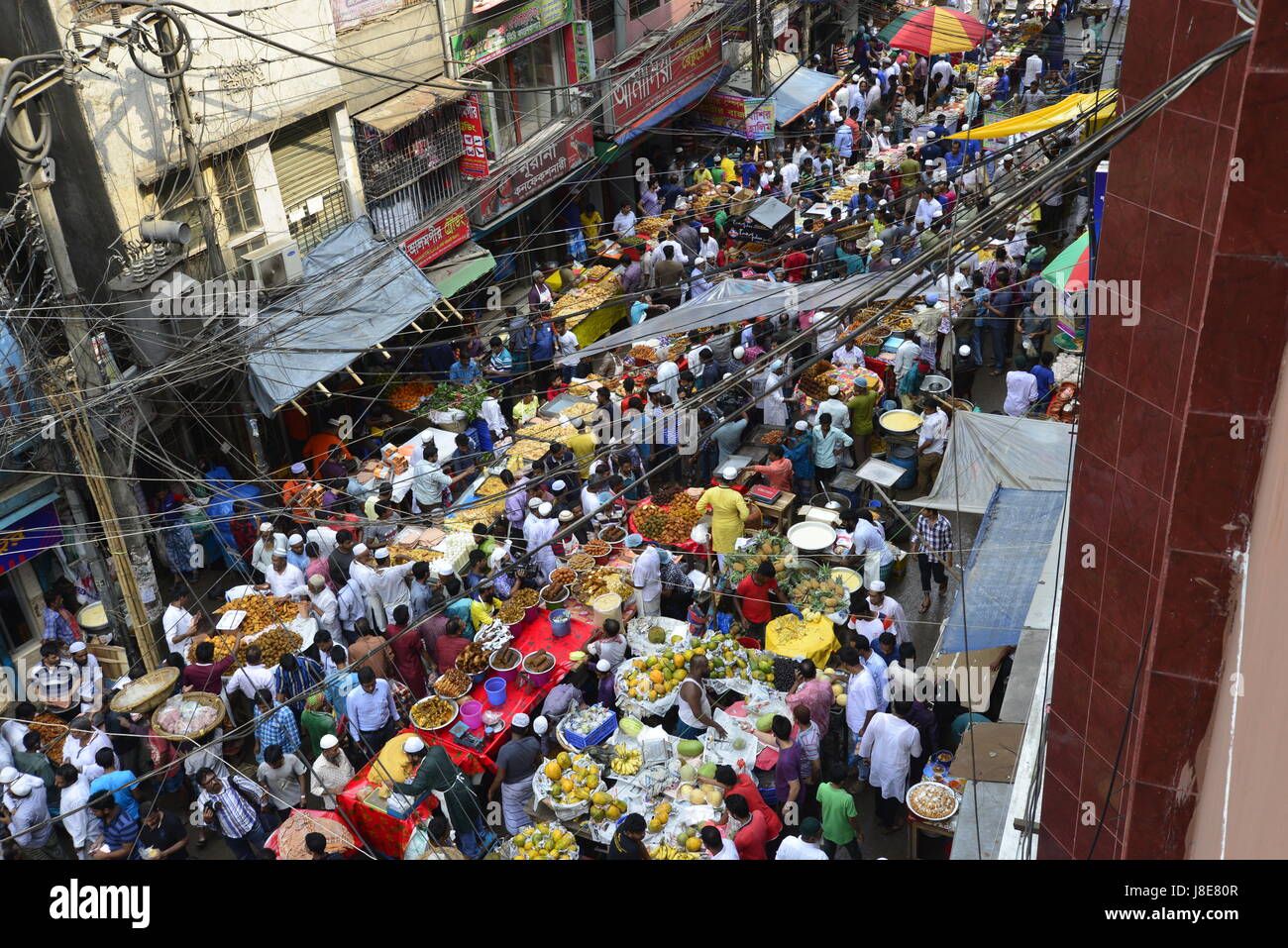 An over view of the traditional Ifter market at Chalk Bazar as the first day of the Holy month ...