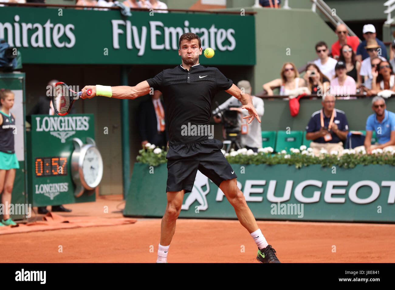 Paris, France. 28th May, 2017. Bulgarian player Grigor Dimitrov is in ...