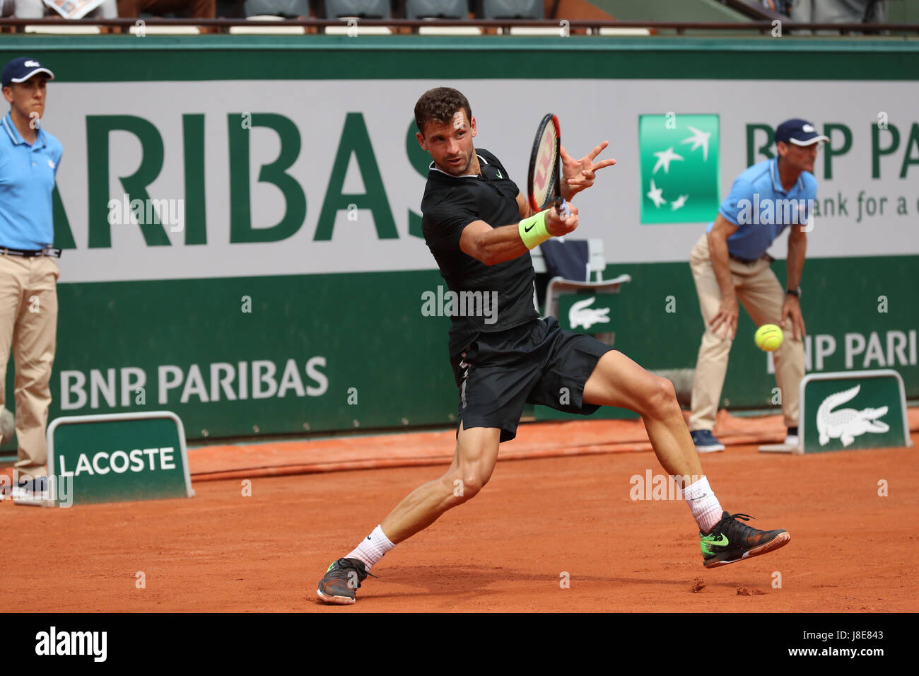 Paris, France. 28th May, 2017. Bulgarian player Grigor Dimitrov is in ...