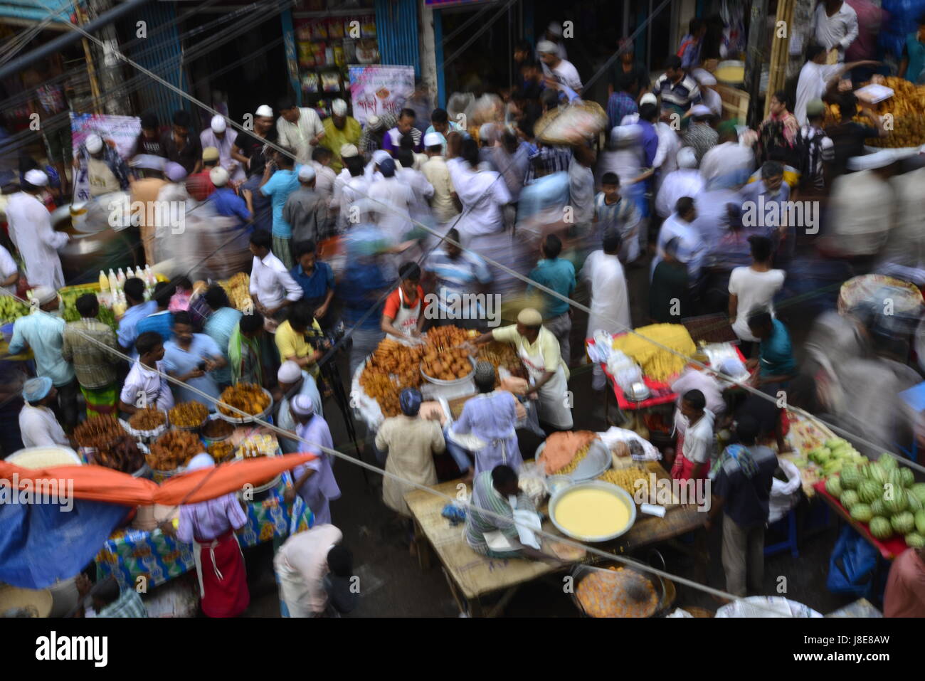 An over view of the traditional Ifter market at Chalk Bazar as the first day of the Holy month ...