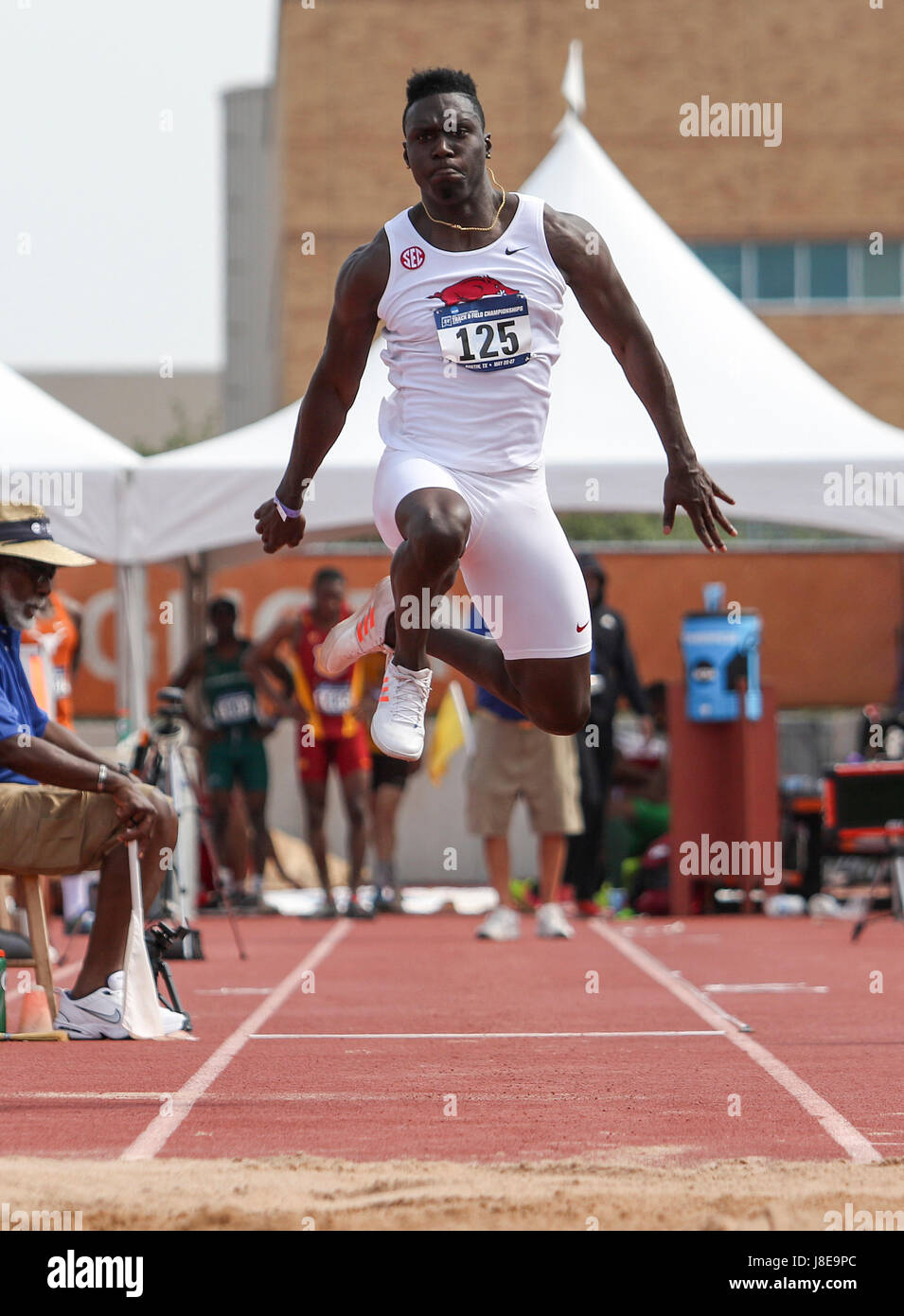 Austin, TX, USA. 27th May, 2017. Arkansas' Clive Pullen jumps during ...