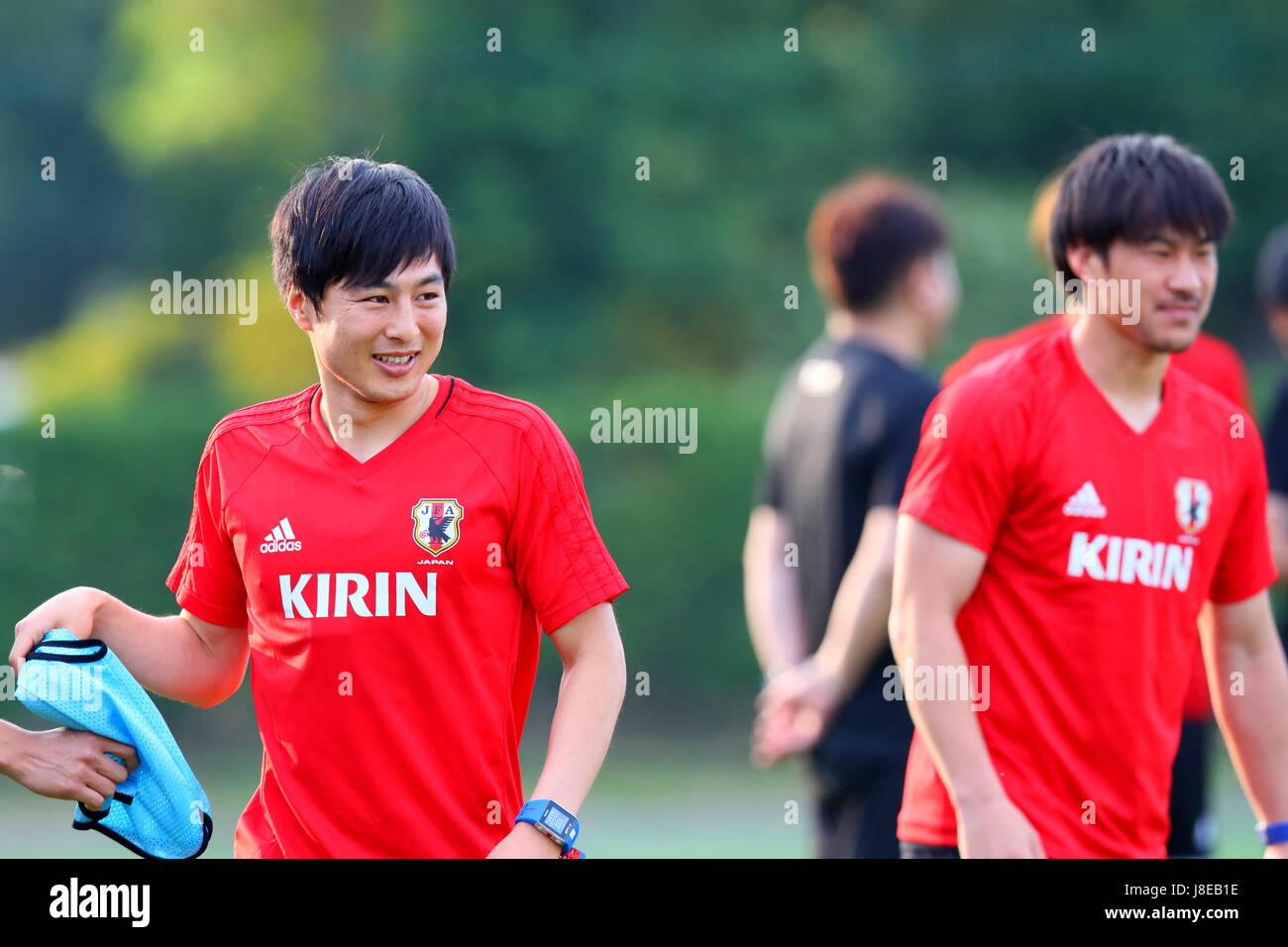 Chiba, Japan. 28th May, 2017. (L-R) Kohei Kato, Shinji Okazaki (JPN) Football/Soccer : Japan ...