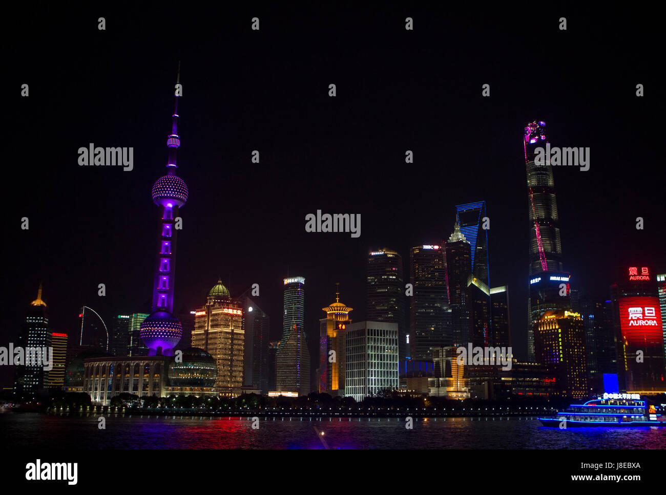 Shanghai, China. 27th May, 2017. Colored lights illuminate the Oriental ...