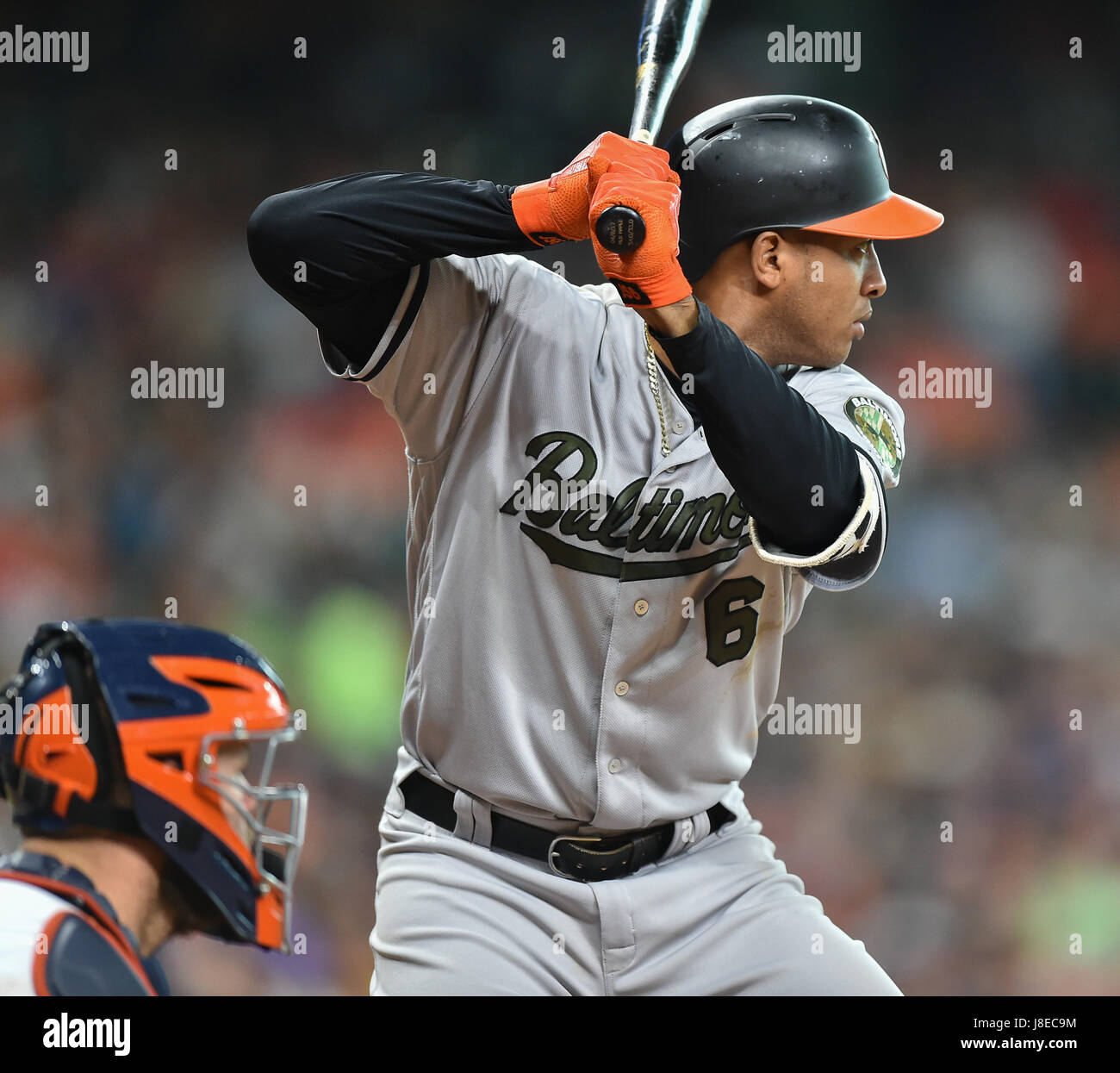Houston, Texas, USA. 28th May, 2017. Baltimore Orioles second baseman ...