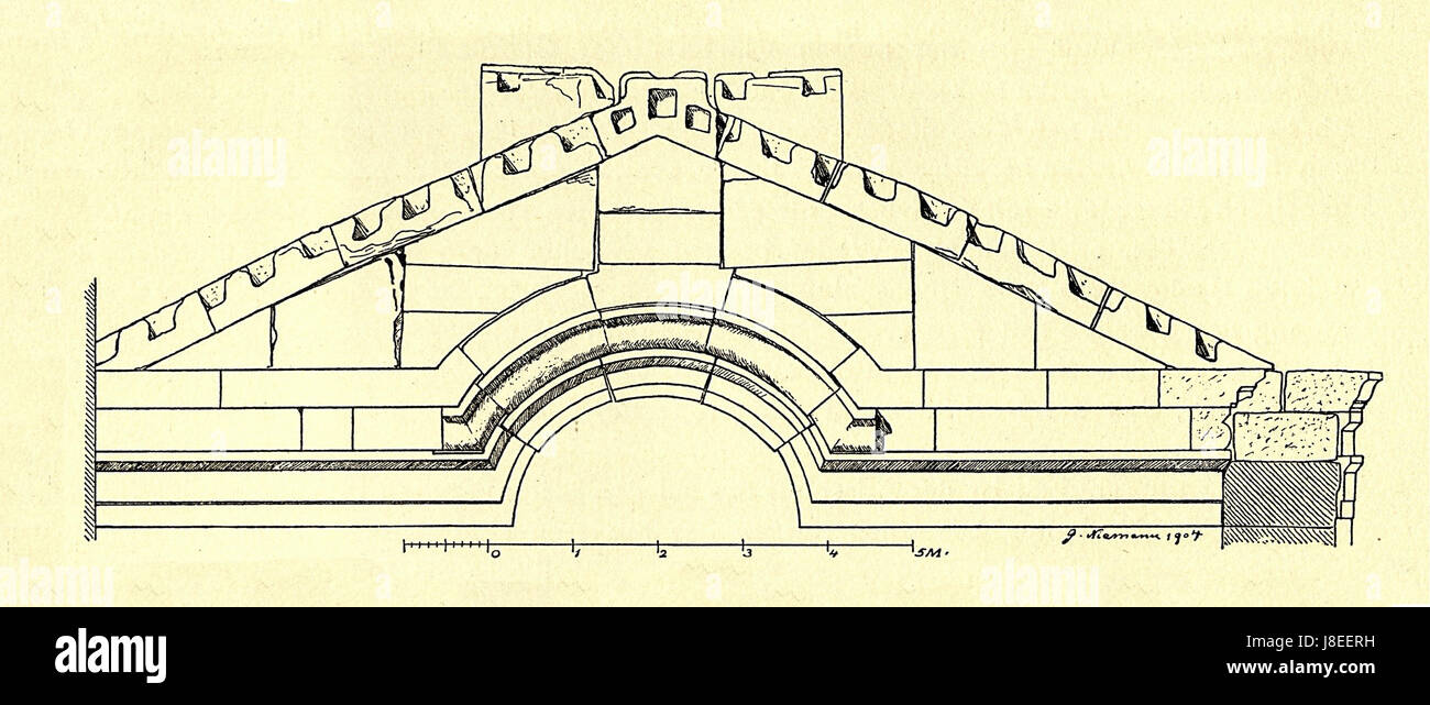 A technical drawing depicting the gable of the porch and the rear ...
