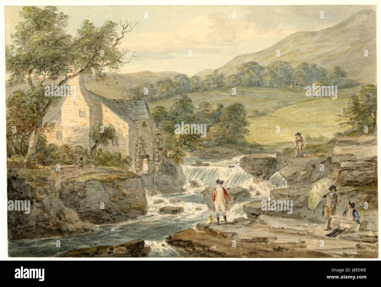 This artwork by Paul Sandby depicts the Iron Forge in Barmouth, North ...