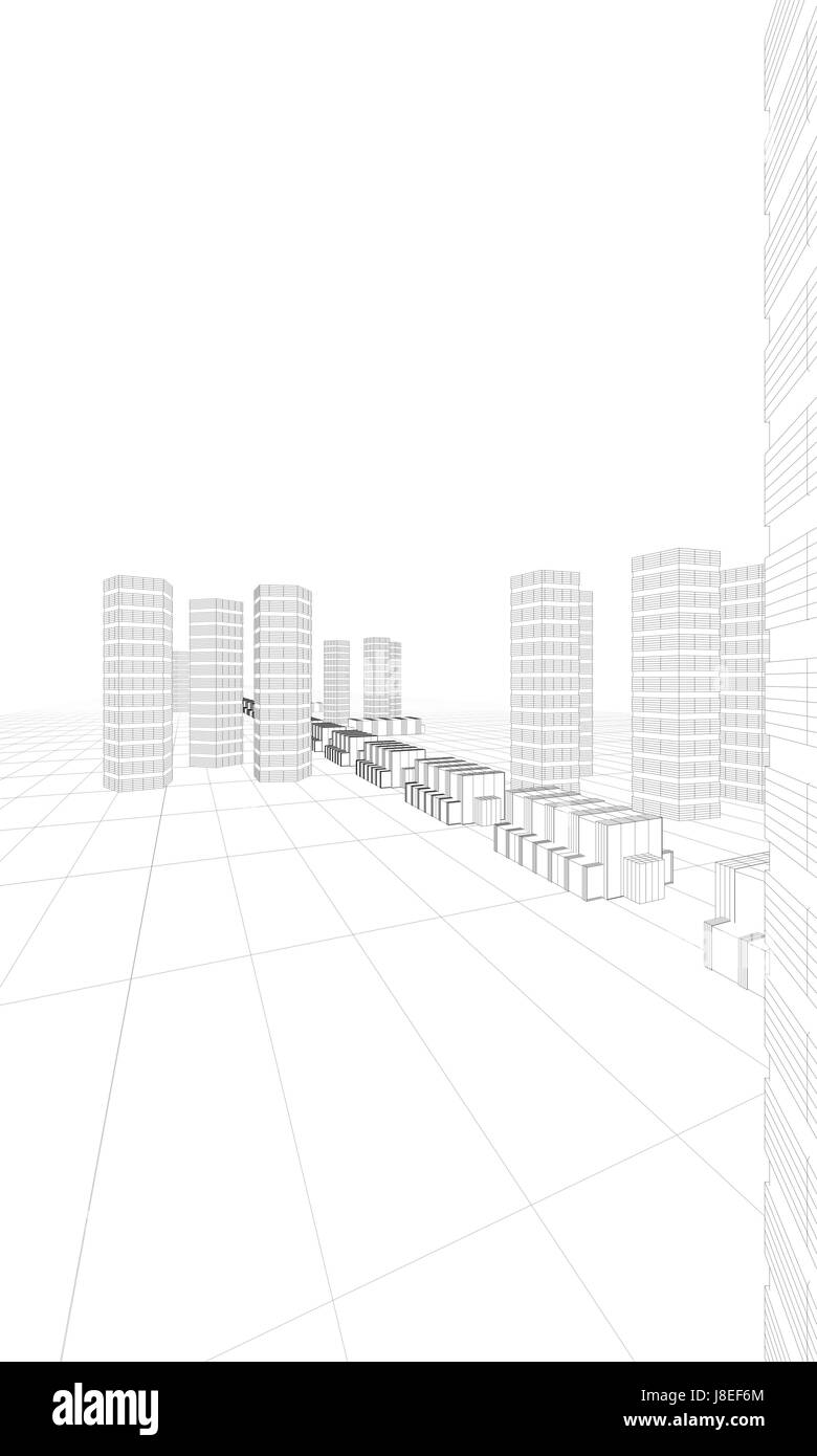 city, town, modern, modernity, illustration, style of construction ...