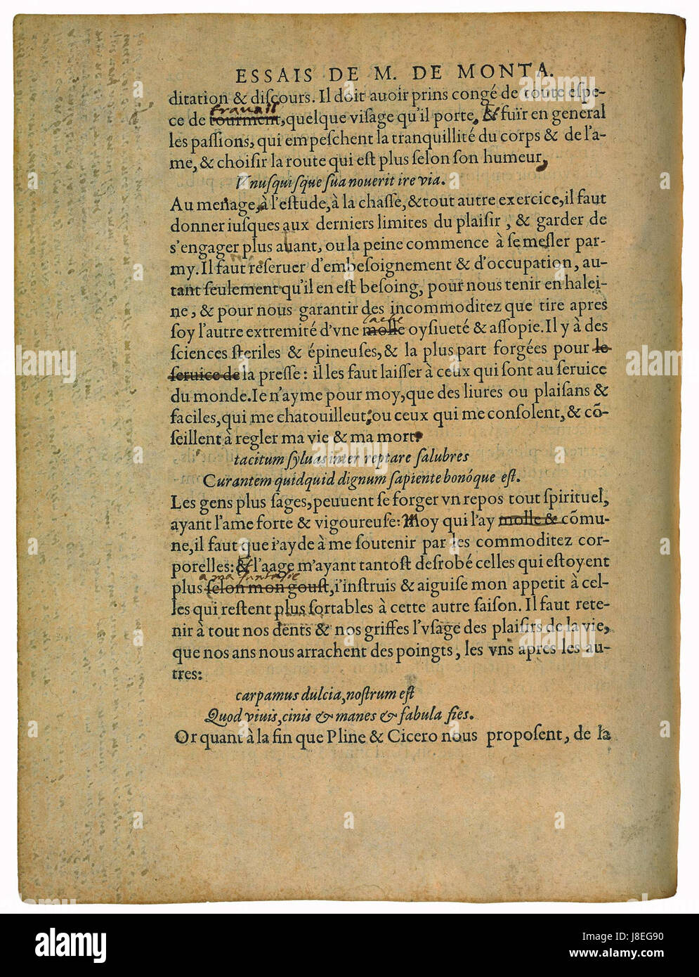 Essais Livre 1 0102v Stock Photo - Alamy