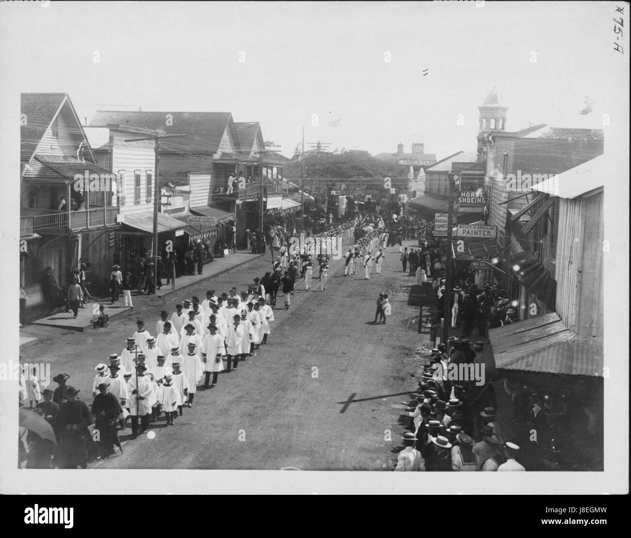 This photograph captures the funeral procession of King Kalakaua of ...