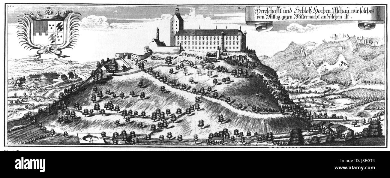 Medieval castle surrounded Black and White Stock Photos & Images - Alamy