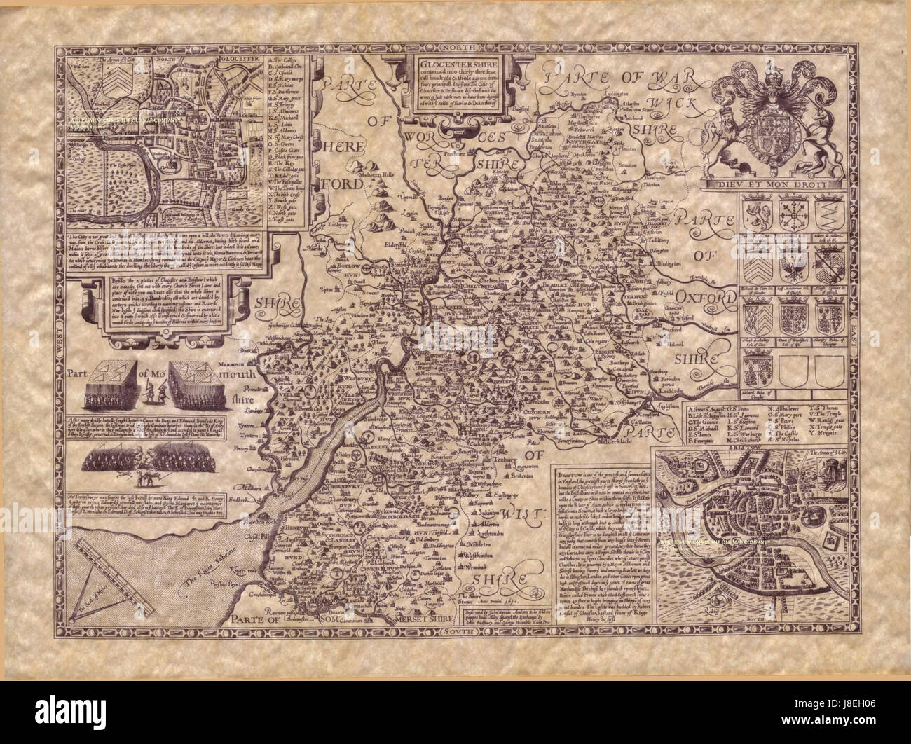 John Speed Map of Gloucestershire 1610 001 Stock Photo - Alamy