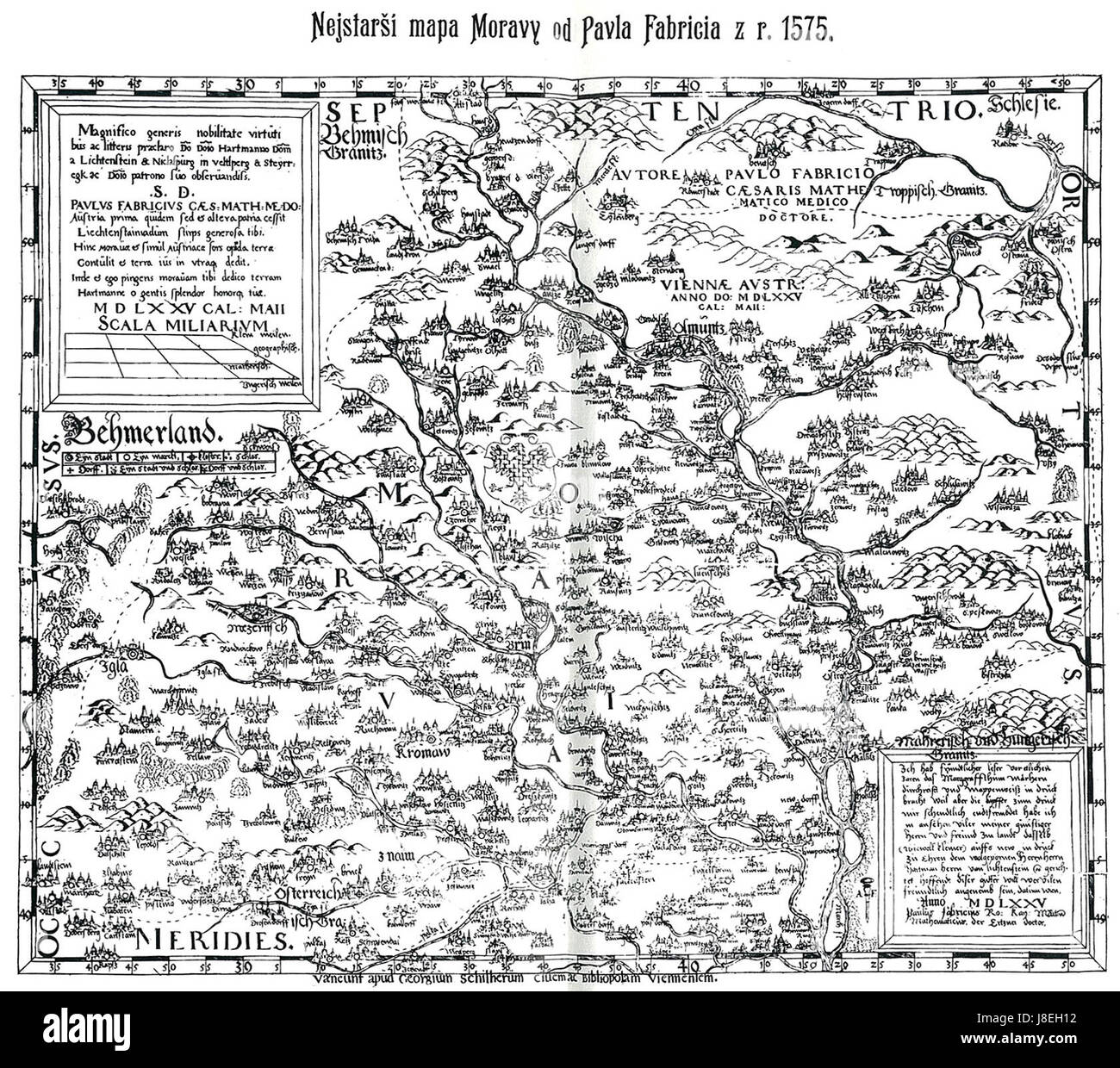 Map of Moravia, 1575 Stock Photo - Alamy