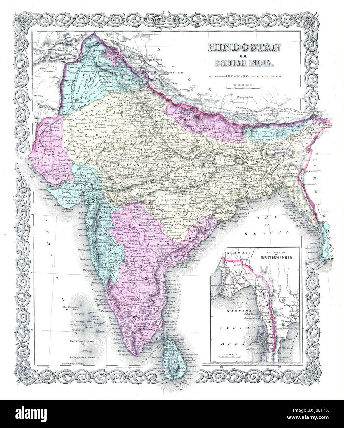 Old Map Of India Cut Out Stock Images & Pictures - Alamy