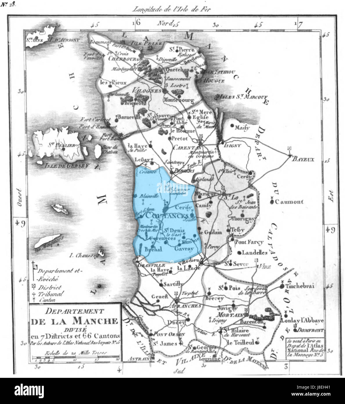 Coutances map hi-res stock photography and images - Alamy