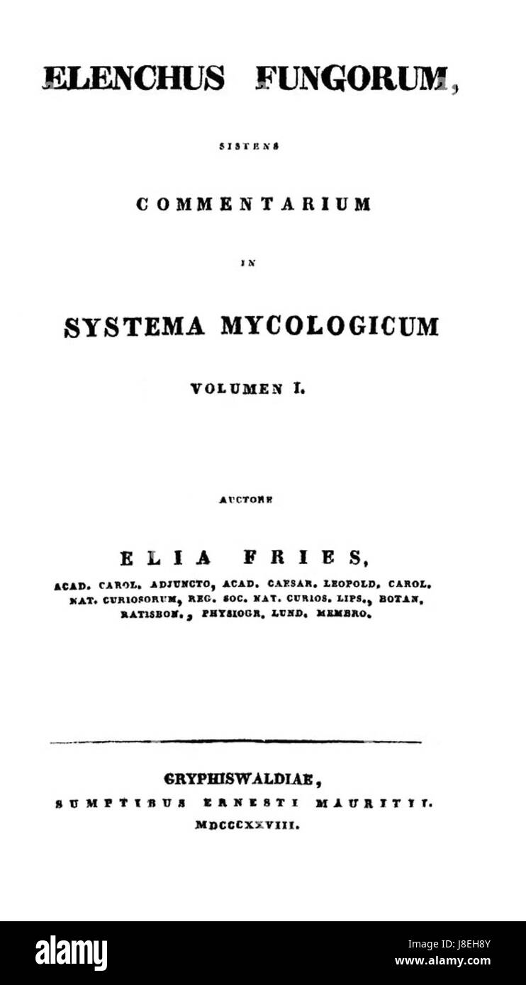 Elenchus fungorum title page Stock Photo - Alamy