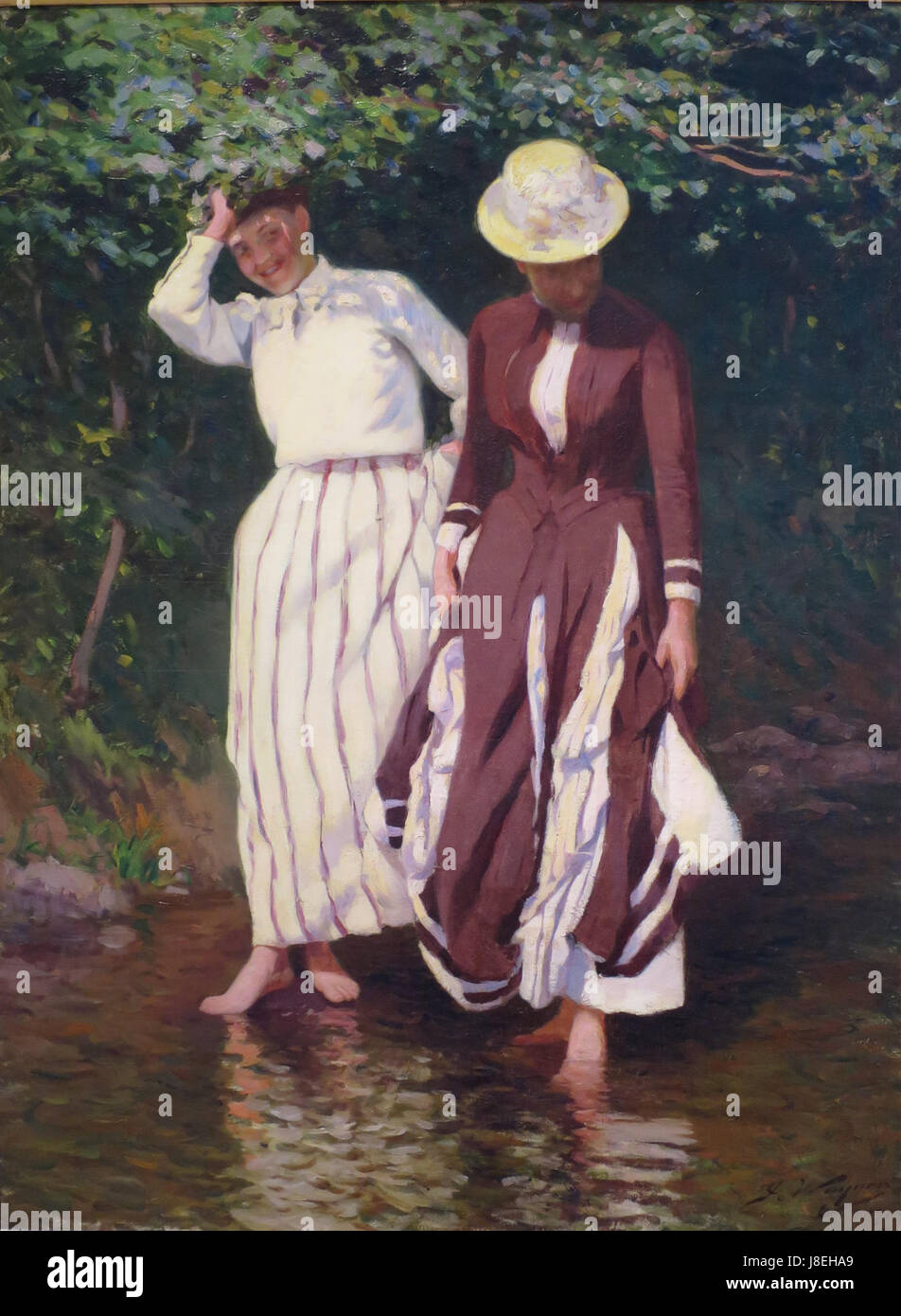 Jacob Wagner 'Two Ladies Testing the Water', 1891 Stock Photo - Alamy