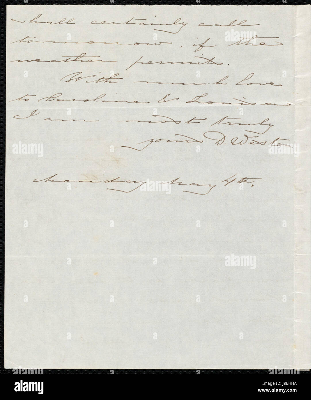 This historical letter from Deborah Weston to Mrs. Seabury, dated ...