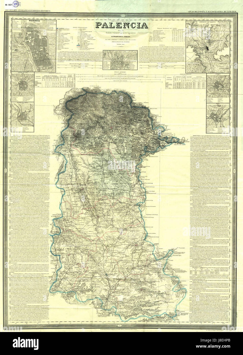 The 'Mapa de la provincia de Palencia' from 1852, created by Francisco ...