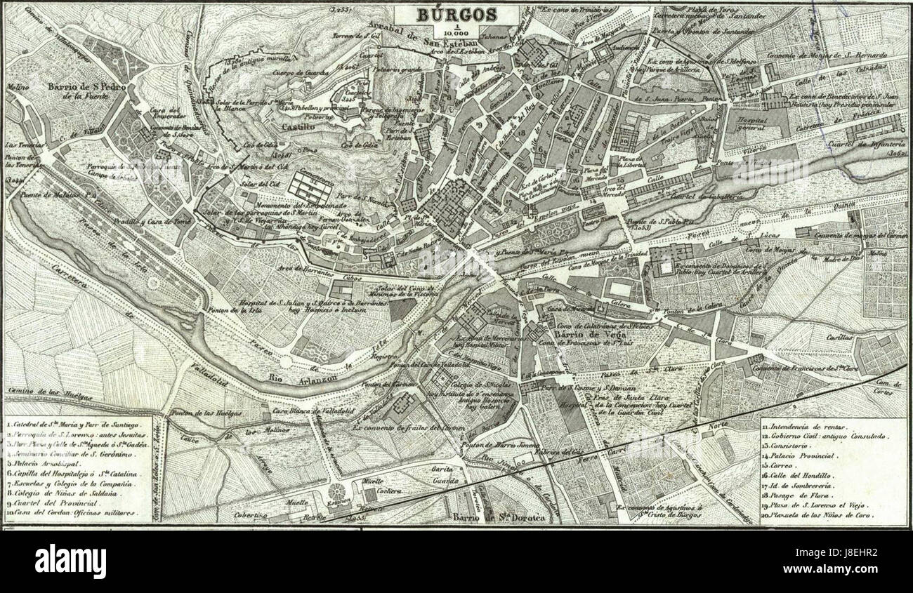 Mapa de Burgos (1868), por Francisco Coello Stock Photo - Alamy