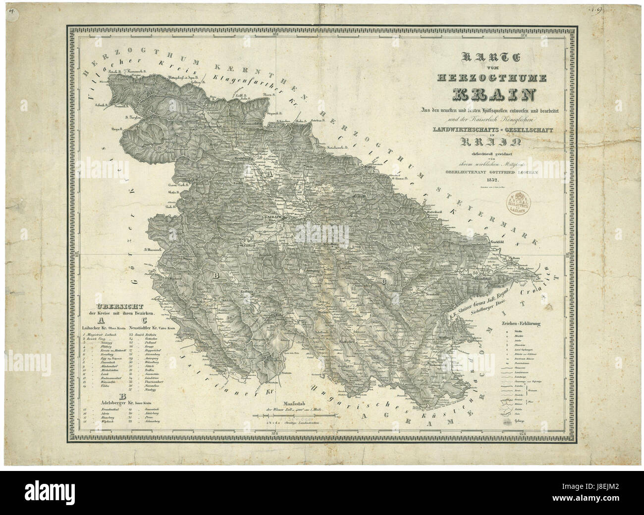 'Karte vom Herzogthume Krai 1832' is a historical map illustrating the ...