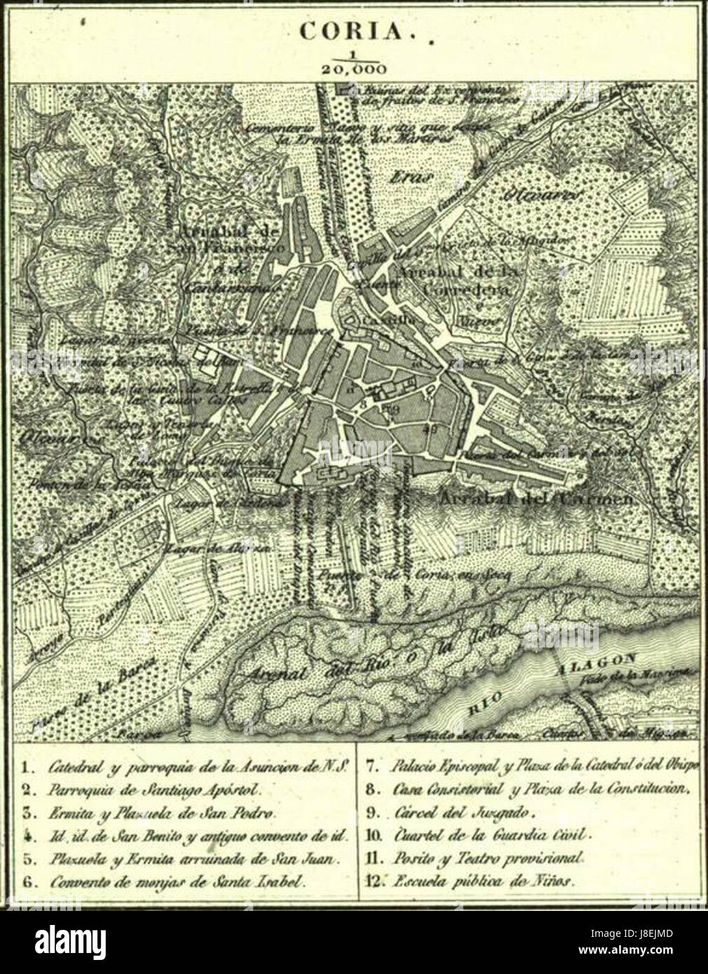 Mapa de Coria, 1840 1870, por Francisco Coello Stock Photo - Alamy