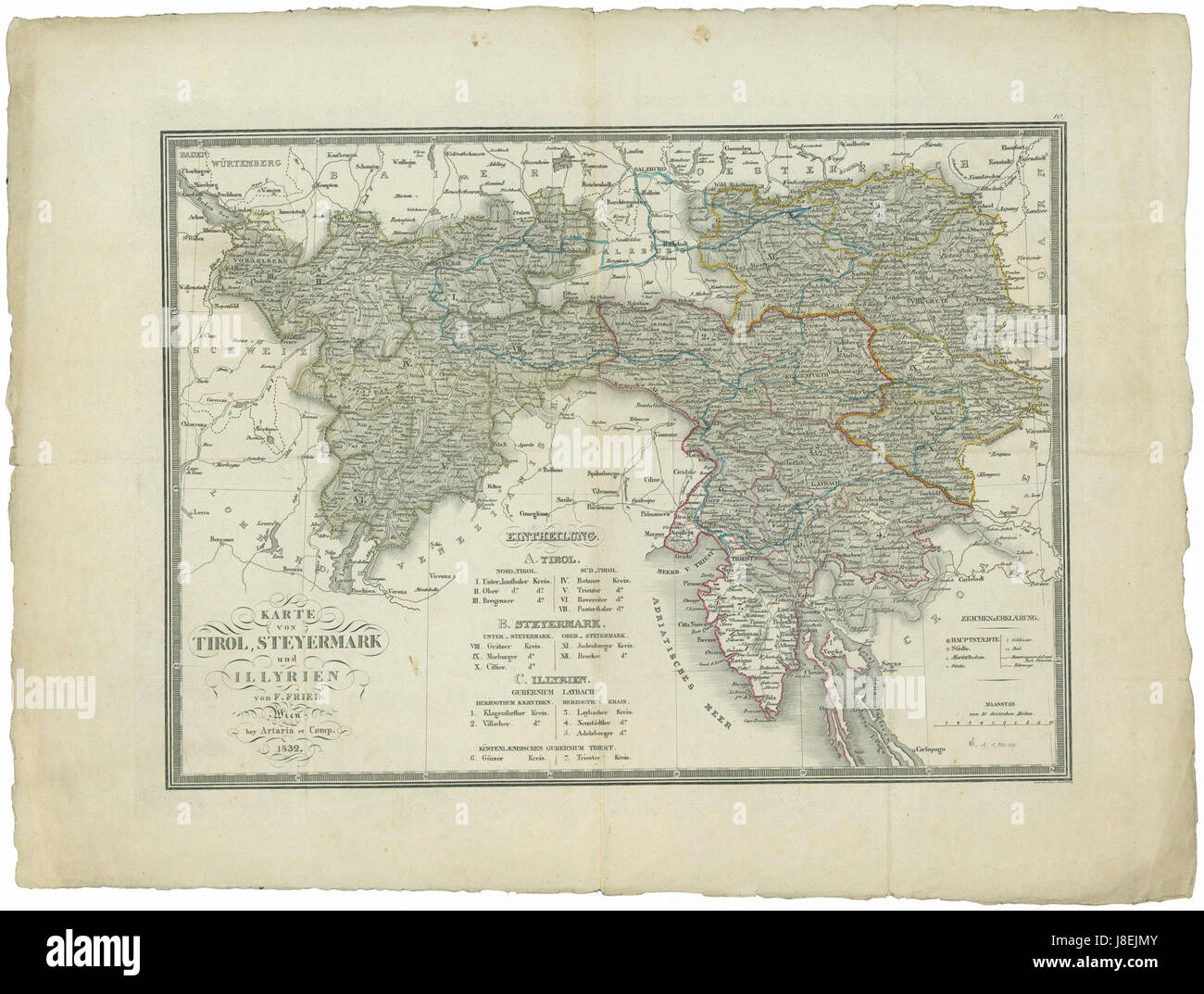 Karte von Tirol, Steyermark und Illyrien 1832 Stock Photo - Alamy