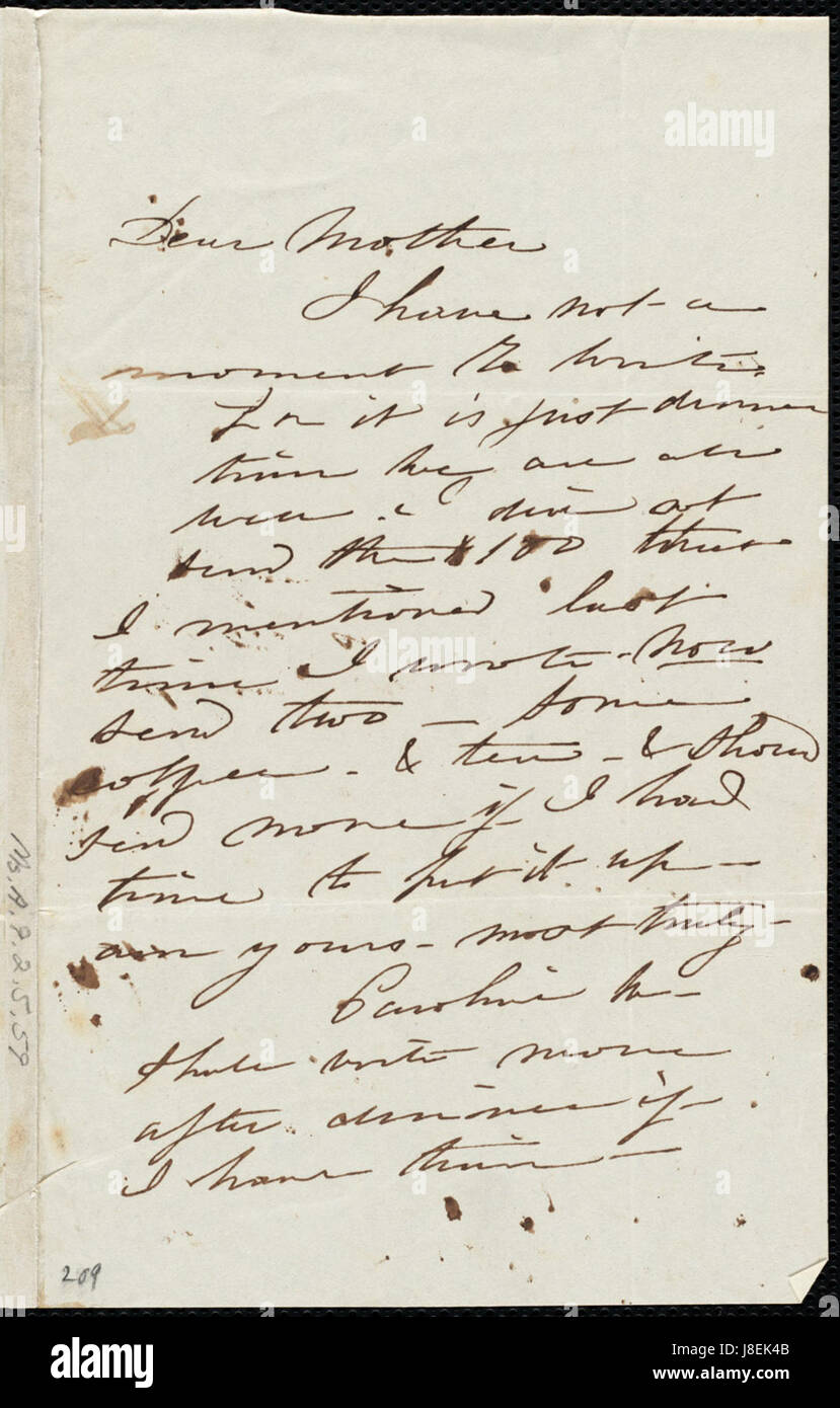 This letter, dated around 1835, is a correspondence from Caroline ...