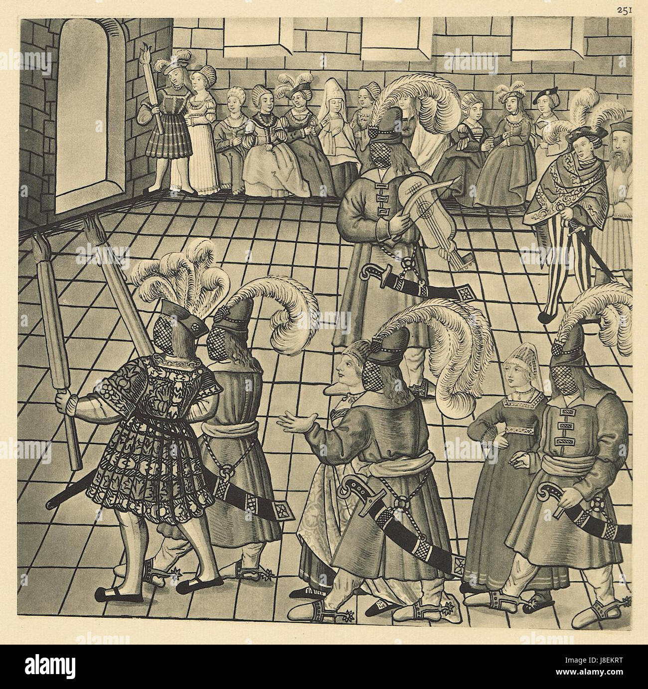 The 1882 Freydal reproduction, Tafel 251, depicts an intricate medieval ...