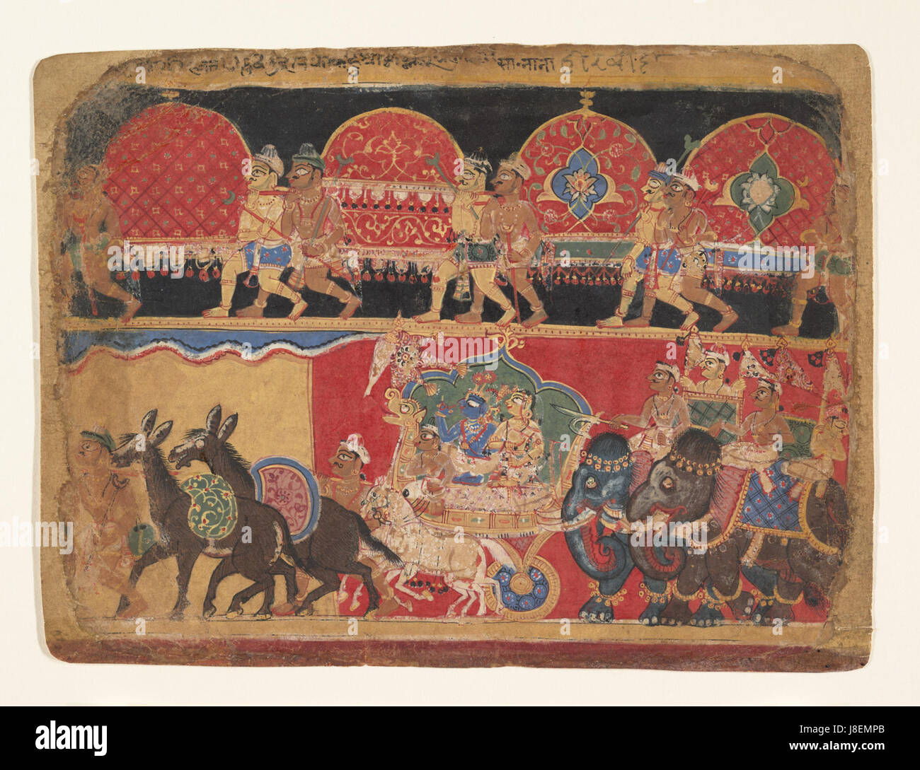 This scene depicts Lord Krishna and the Kshatriya maidens proceeding to ...