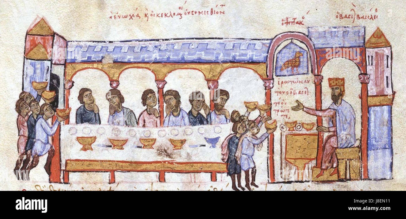 Emperor Basil I hosts a banquet for the senators Stock Photo - Alamy