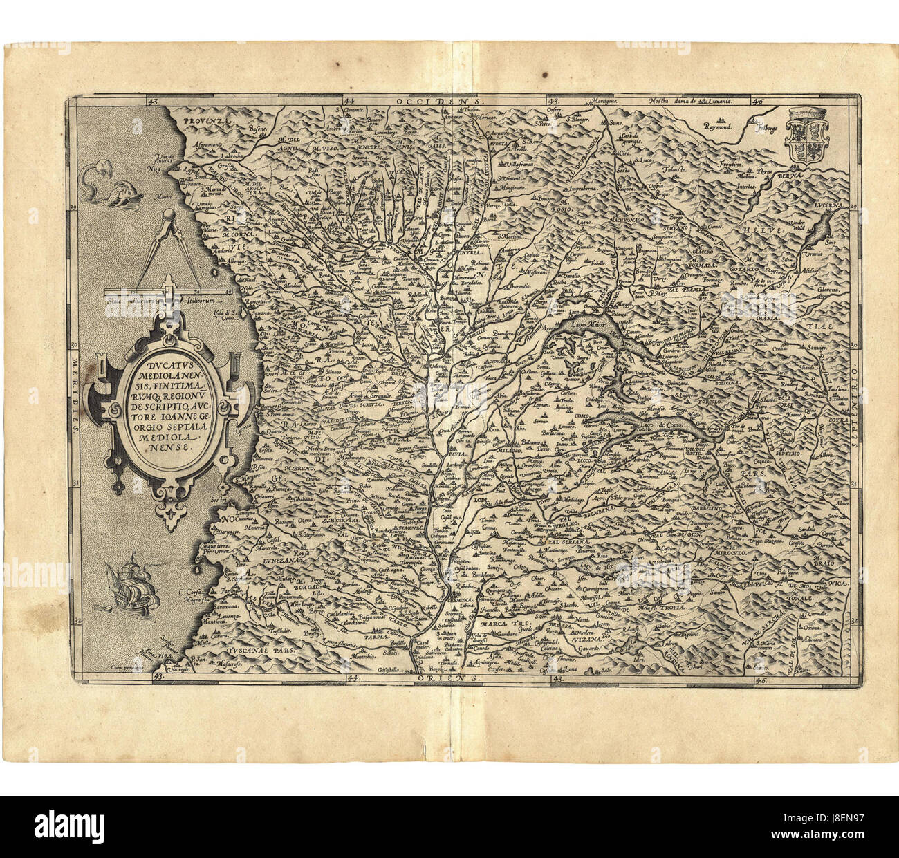 This historical map, created by Giovanni Anne Georgio Septala, depicts the Monferrato region of ...