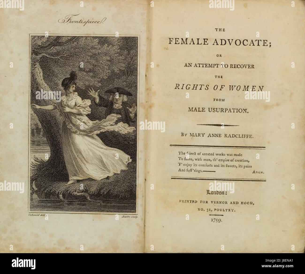 The frontispiece of *The Female Advocate* features an image that ...