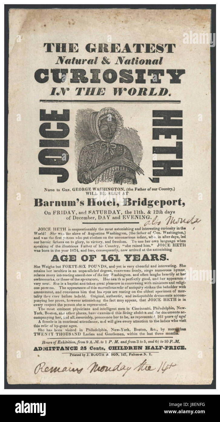 Joice heth hi-res stock photography and images - Alamy Joice heth hi-res stock photography and images - Alamy