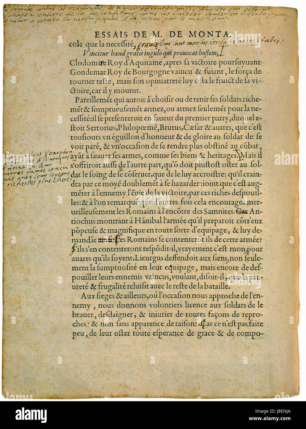 Essais Livre 1 0118v Stock Photo - Alamy