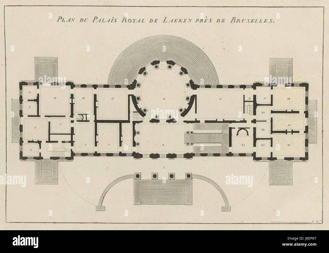 This 1827 plan of the Royal Palace of Laeken by Goetghebuer offers a ...