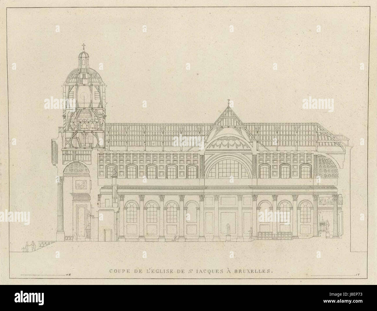 Goetghebuer 1827 Choix des monuments 010 Coupe Eglise Saint Jacques ...
