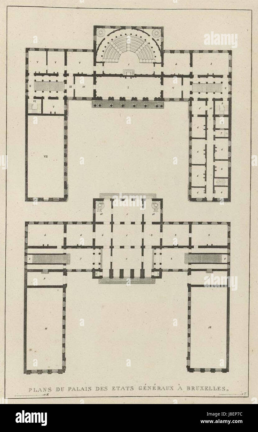 Goetghebuer 1827 Choix des monuments 024 Plans Palais Etats Generaux ...