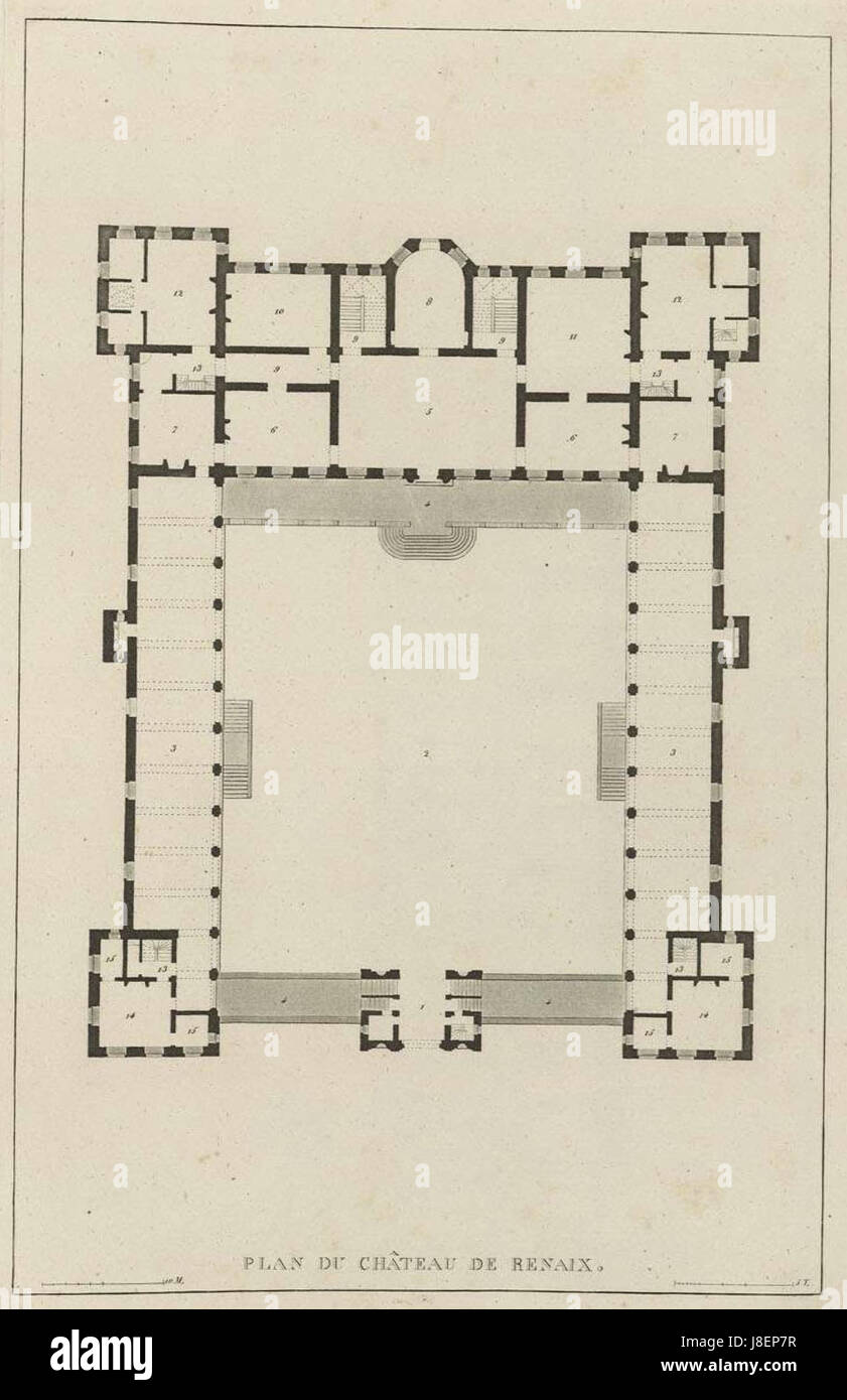 Goetghebuer 1827 Choix des monuments 034 Plan Chateau de Renaix Stock ...