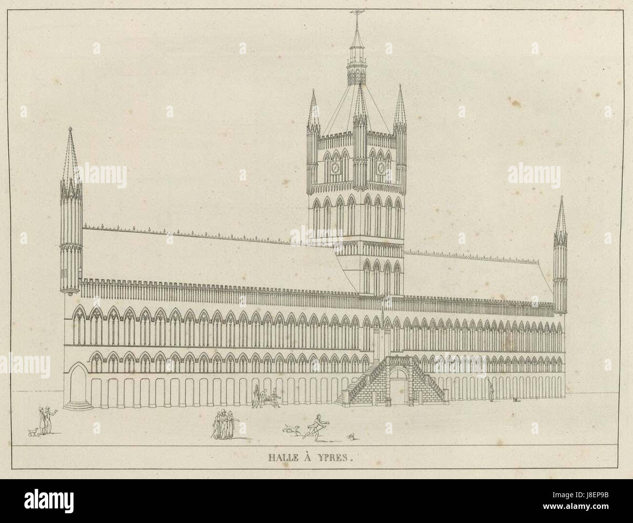 The 1827 work 'Choix des monuments' by Goetghebuer includes an illustration of Halle Draps ...