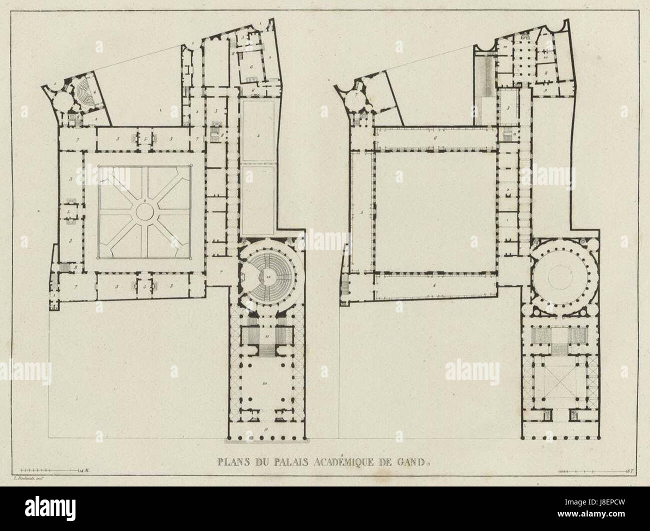 The 1827 work 'Choix des monuments' by Goetghebuer includes detailed plans and illustrations of ...
