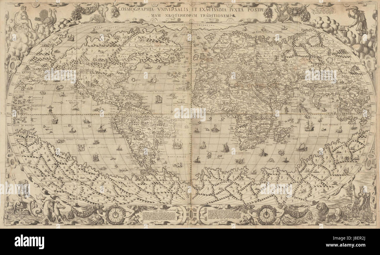 This historical map, 'Cosmographia universale et exactissima,' was ...