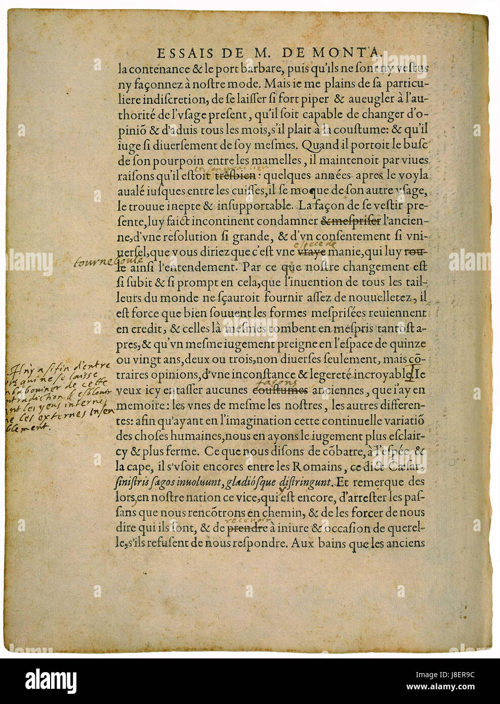 Essais Livre 1 0123v Stock Photo - Alamy