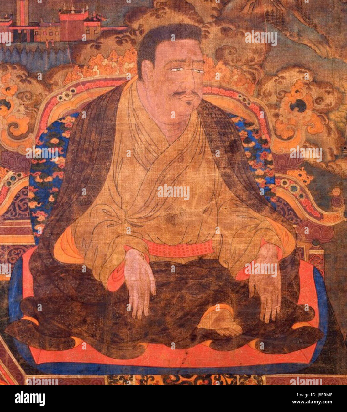 A depiction of Lotsawa Marpa Chokyi Lodro, a Tibetan Buddhist scholar ...